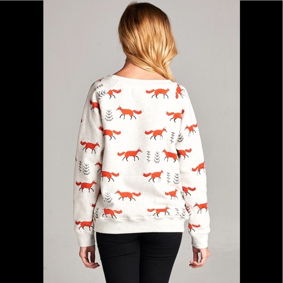 La Soul | Tops | Fox Animal Print Sweater Pullover Sweatshirt | Poshmark